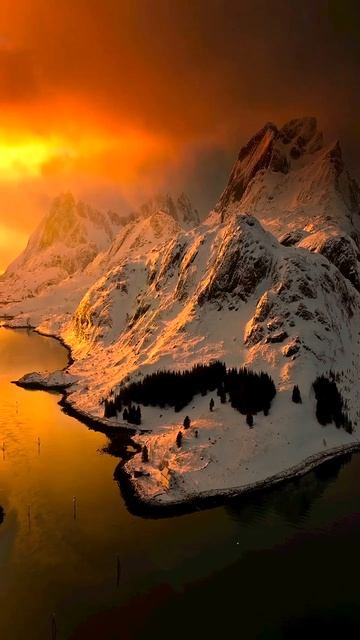 #горы #снег #вода #закат #небо 📍 Norway Стиль 🔥 Лайк/подписка!