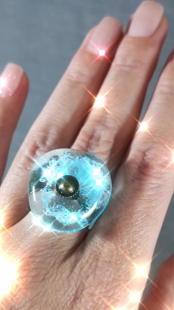 Кольцо со сменной бусиной. Плавлю сама из стекла