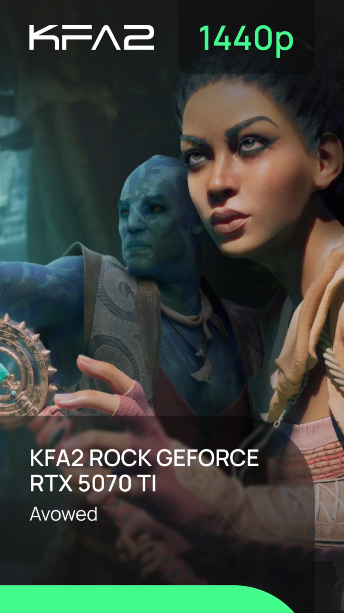 Тест видеокарты KFA2 ROCK GeForce RTX 5070 Ti Black | Avowed | 1440p (2K) разрешение