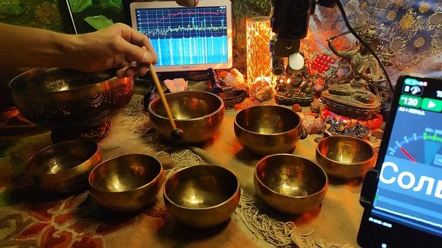 Поющие чаши ВЕЧЕРНЯЯ ШАВАСАНА. ЧакроНабор 7 чаш +90, +151 гц