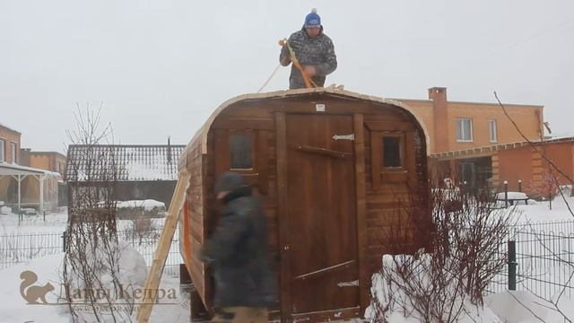 Сборка квадратной бани-бочки 3,5 метра