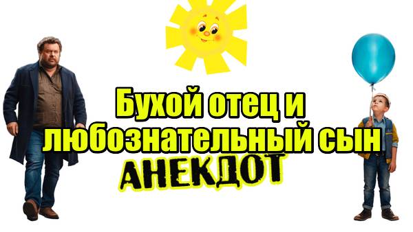 Анекдот про пьяного отца и любознательного сына.  Шутка дня. Смешной анекдот.
