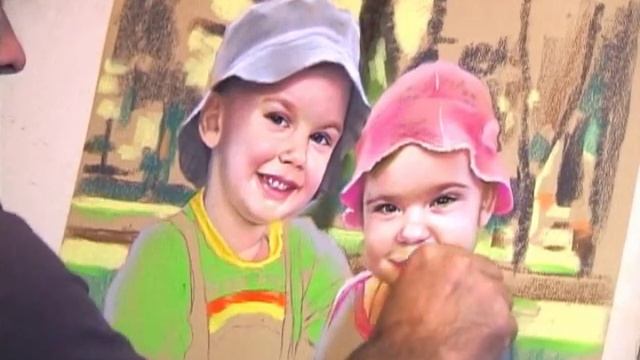 Волегов Владислав. Двойной детский портрет пастелью с фотографии