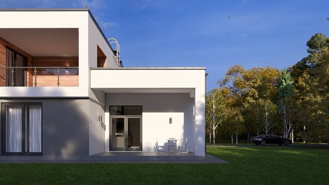 🏠 Проект двухэтажного дома площадью 244м² в современном минималистичном стиле