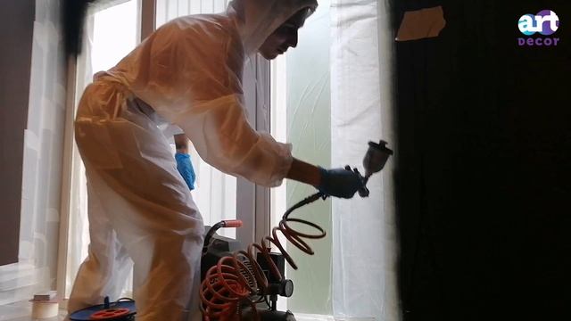 Покраска окон в офисе без демонтажа