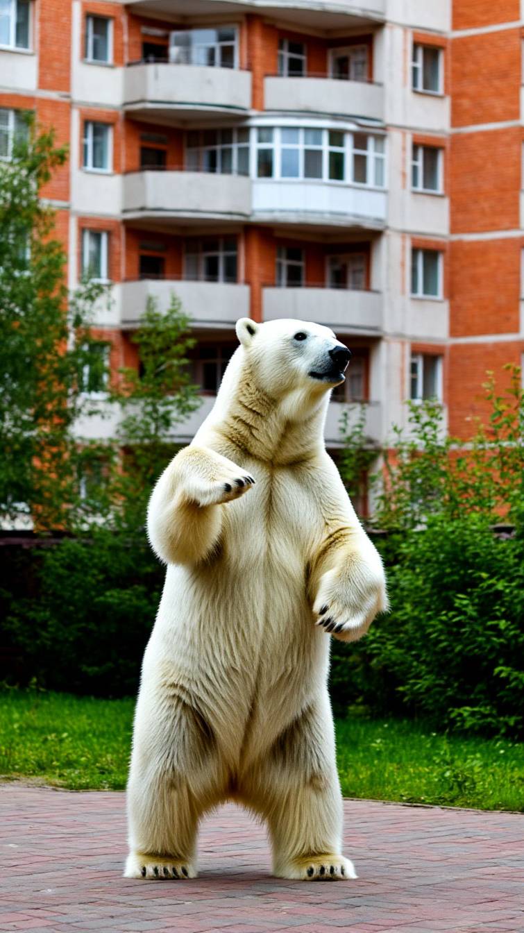 Белый мишка танцует