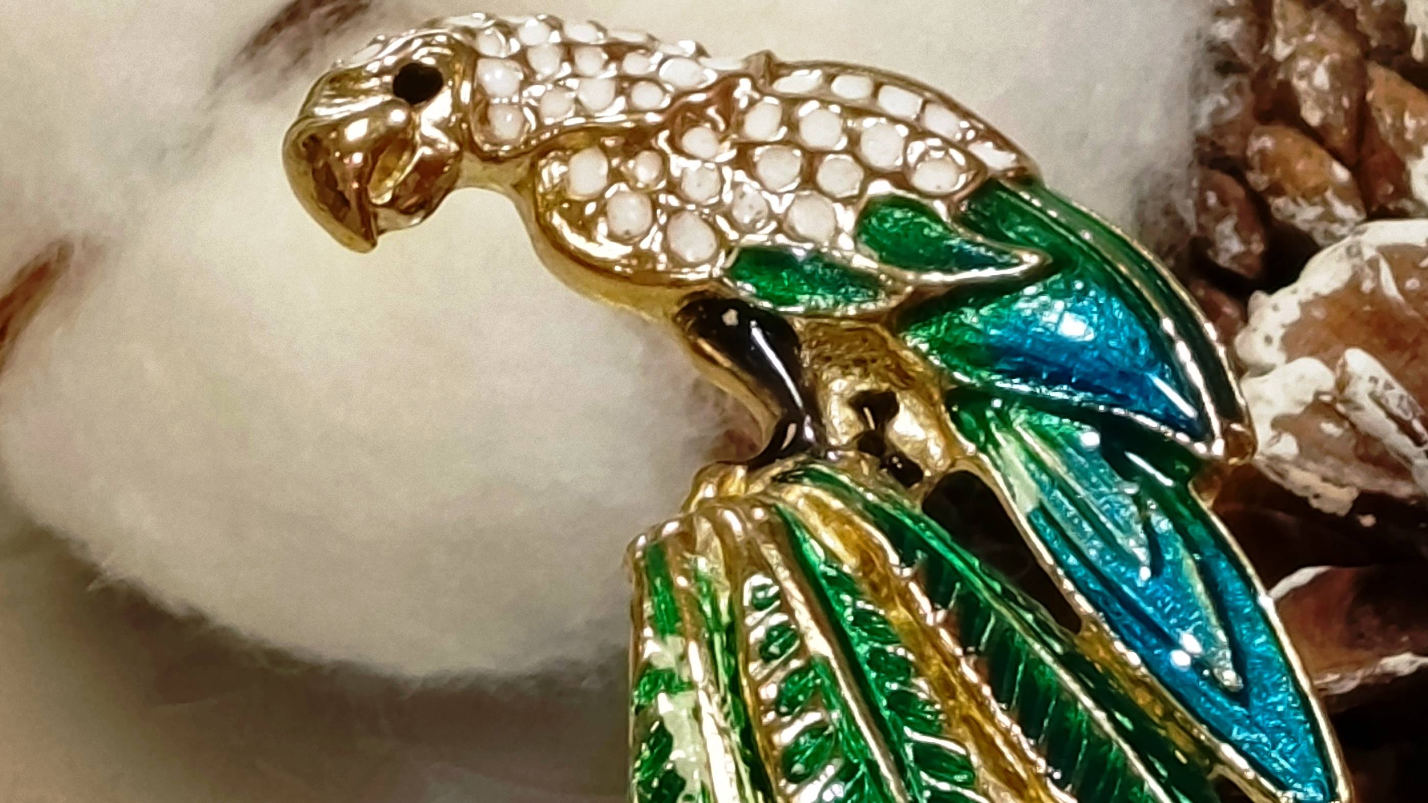 Ложка чайная Попугай с эмалью