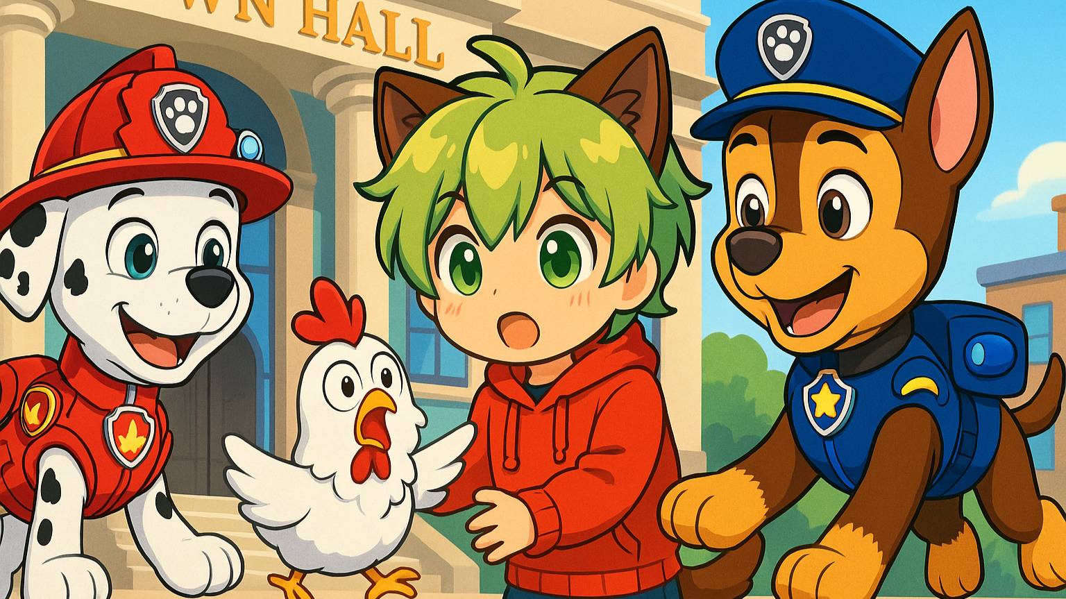 Щенячий Патруль: Гонщик и Маршал ищут Цыпу! Играем в 3 серии мультика для детей