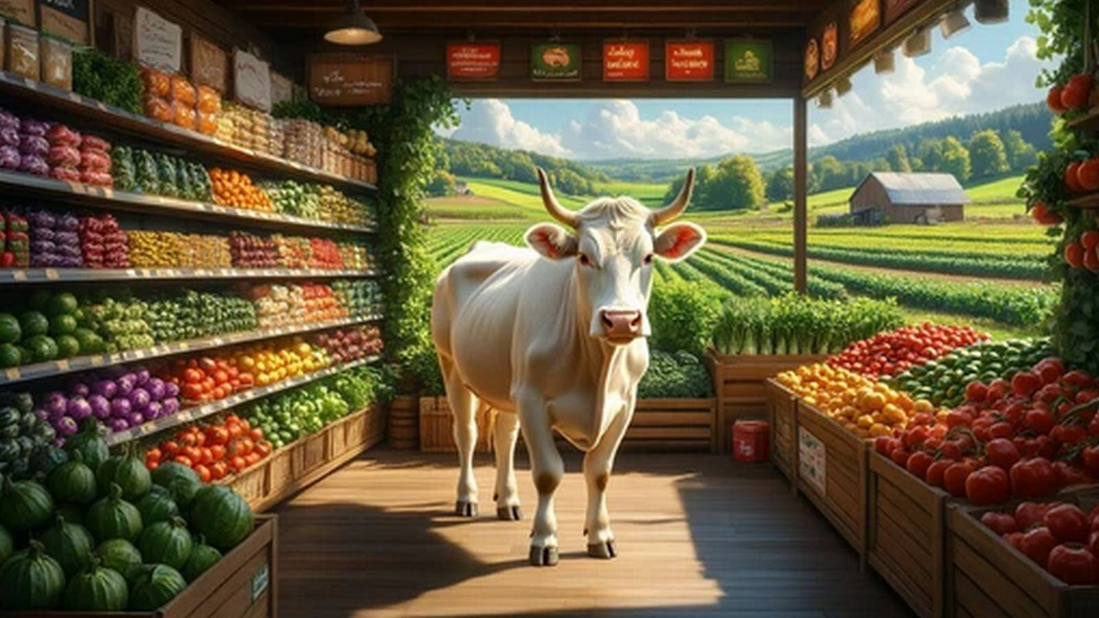 Нужно много полок и продуктов. Farming and Supermarket Simulator #4