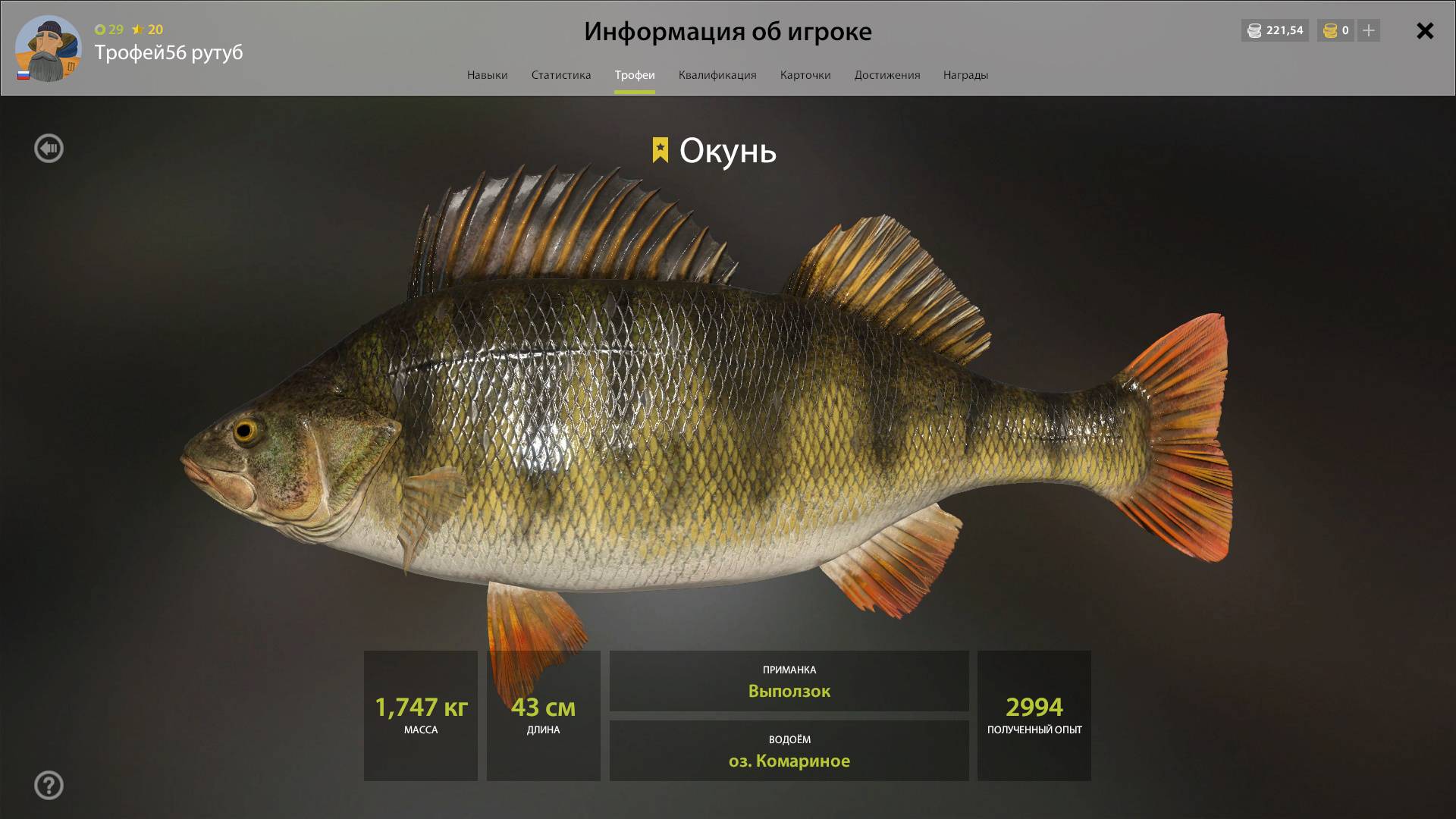 ТРОФЕЙ ОКУНЬ!!!КОМАРИНОЕ - РУССКАЯ РЫБАЛКА 4