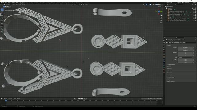 3-Д модель . Серьги с крупными камнями.