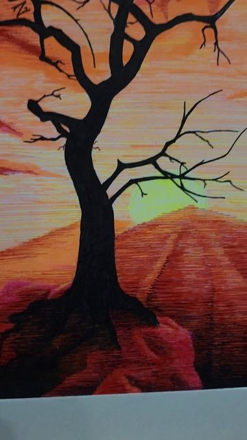 Рисунок цветными ручками. Закат