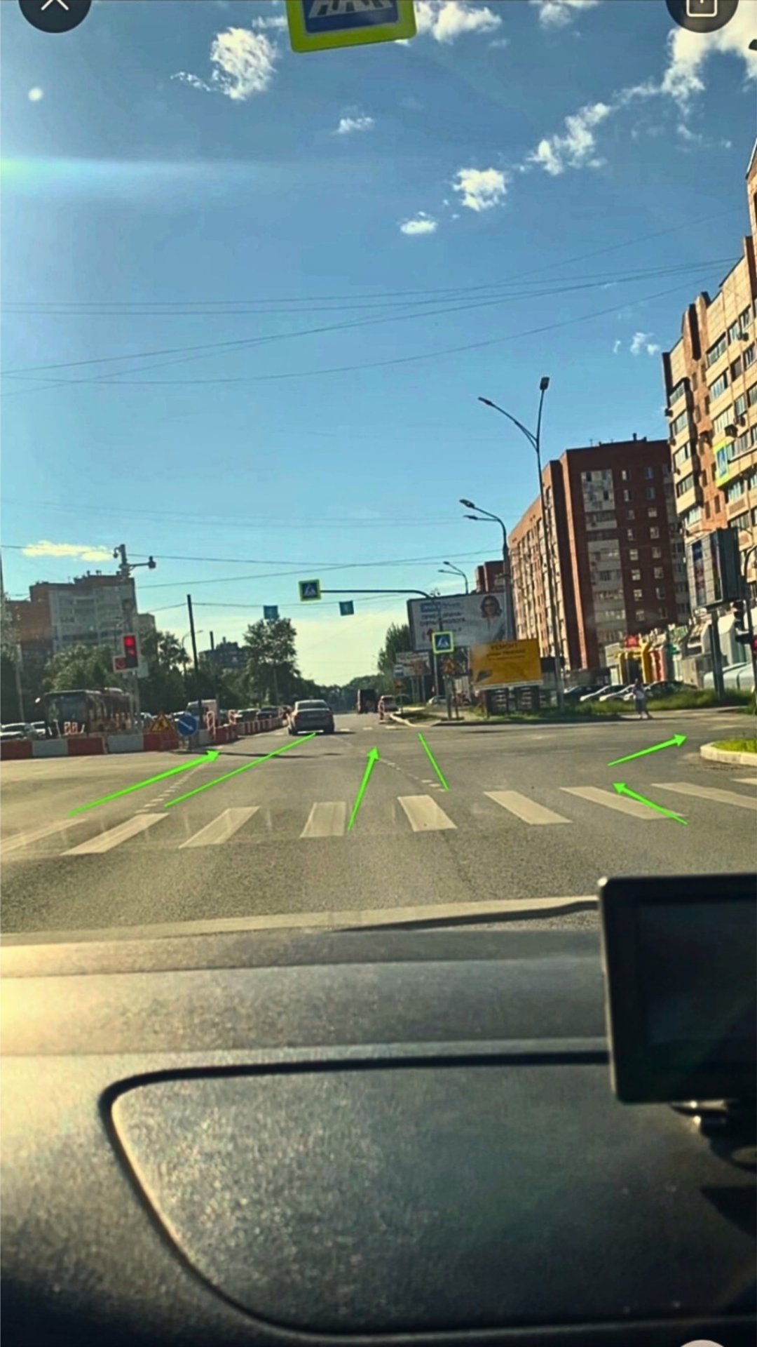 Разметка на дороге и направление полос движения не соответствуют друг другу