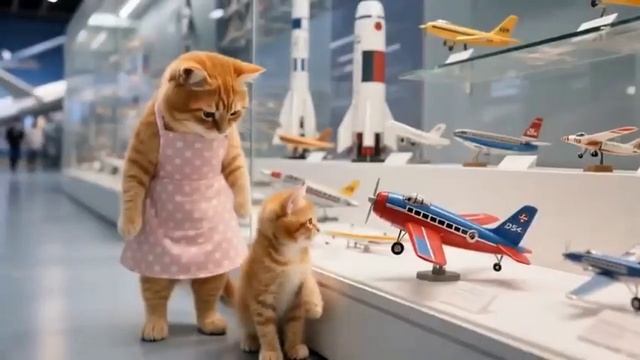 котенок хотел сходить в музей самолетов, но у мамы-кошки не было денег