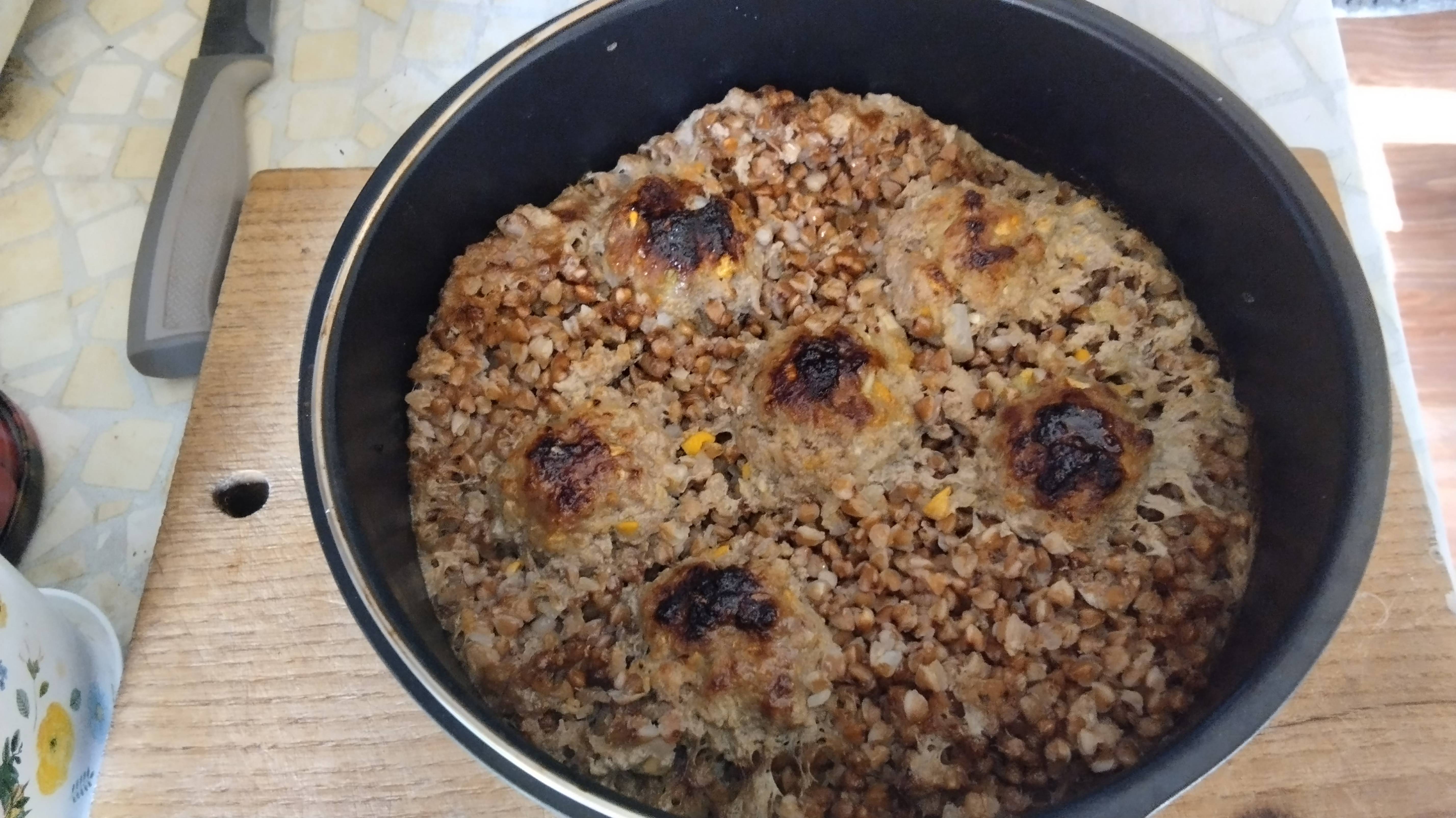 Суп с фрикадельками и фрикадельки с гречкой в аэрогриле