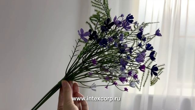 Искусственный букет ДЫХАНИЕ ЛЕТА, фиолетовые, белые и сиреневые цветы, 43 см, 5010032