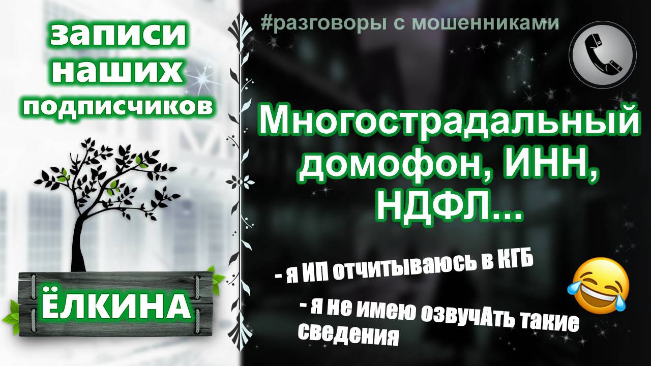ЁЛКИНА. Многострадальный домофон, ИНН, НДФЛ...