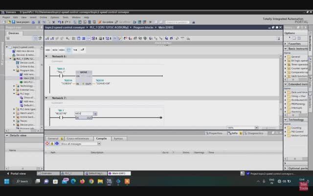 5 Конвейер. LAD программирование управления. (Factory I/O+Siemens TIA Portal)