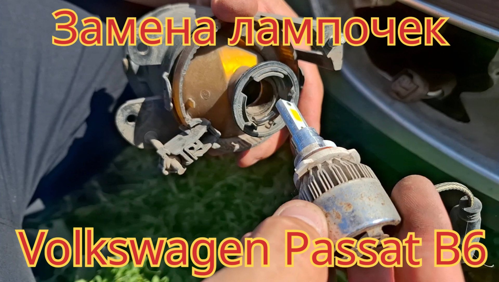 Замена лампочек в противотуманных фарах, на автомобиле Volkswagen Passat B6.