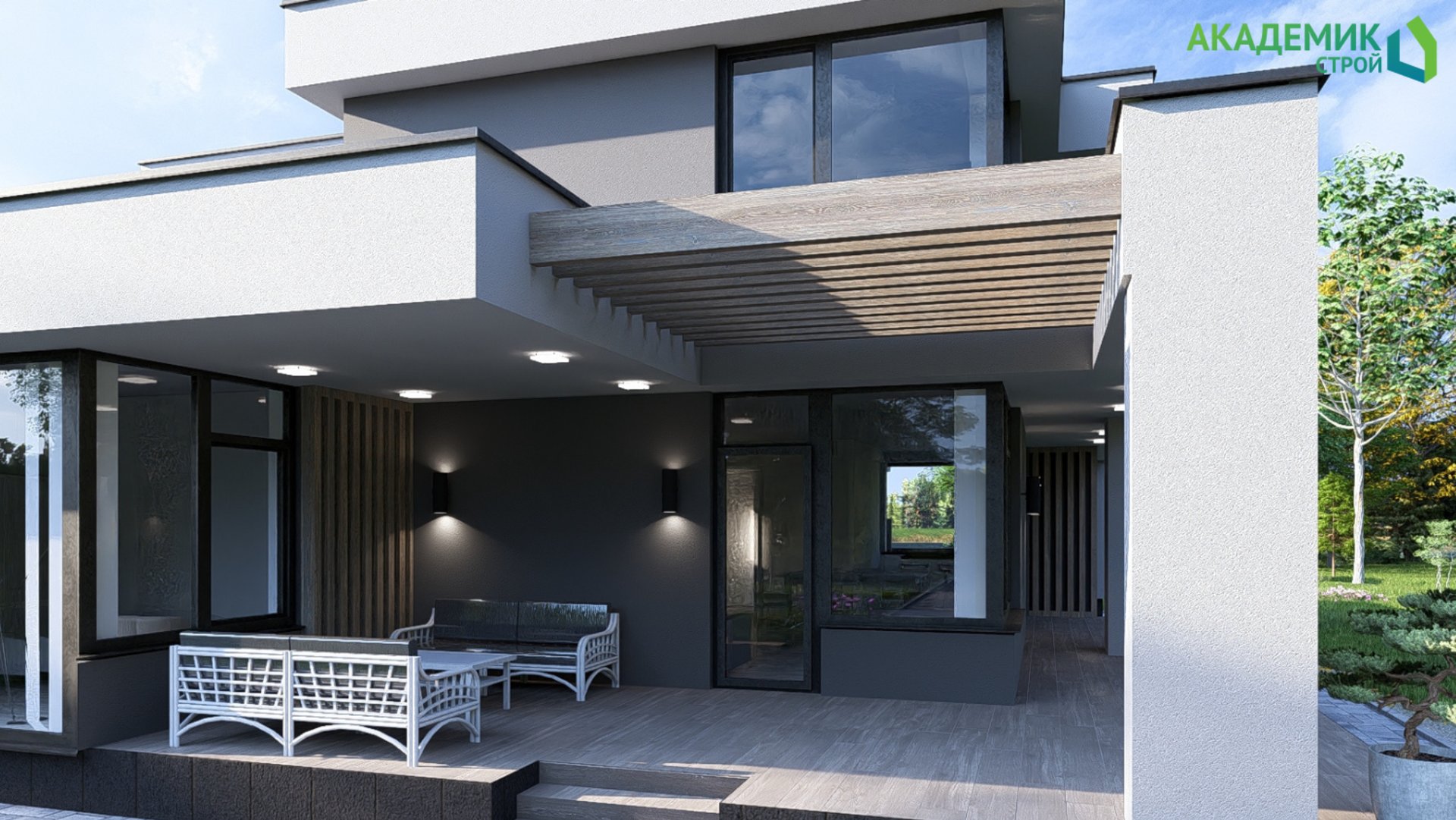 🏠 Проект двухэтажного дома площадью 327м² в современном минималистичном стиле