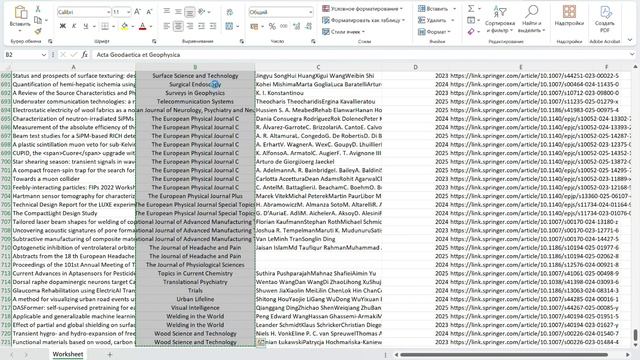 Построение графа в Gephi, визуализирующего научные публикации по заданной тематике