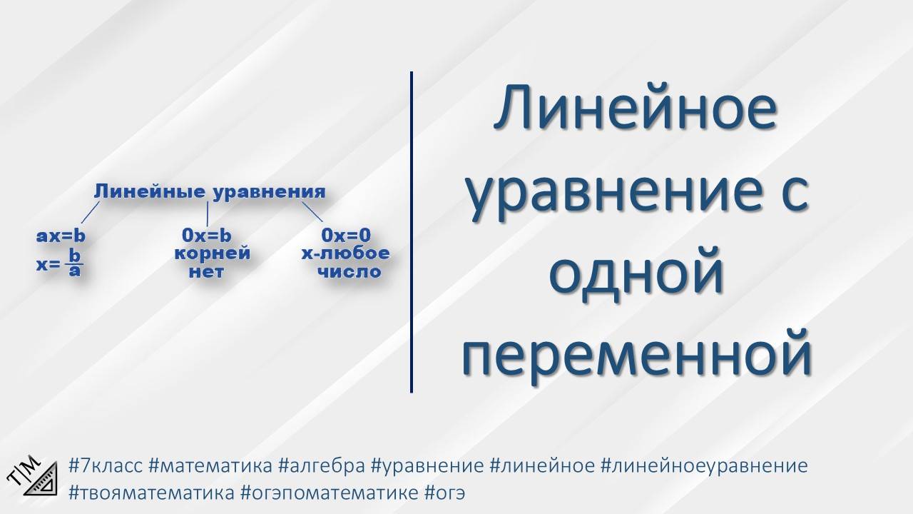 Линейное уравнение с одной переменной. 7 класс. Алгебра.