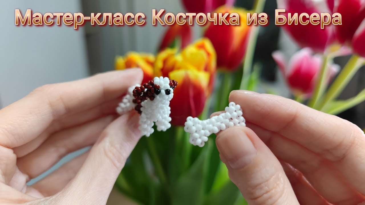 Мастер-класс Косточка  объёмная из Бисера  Косточка для собачки Ши тцу