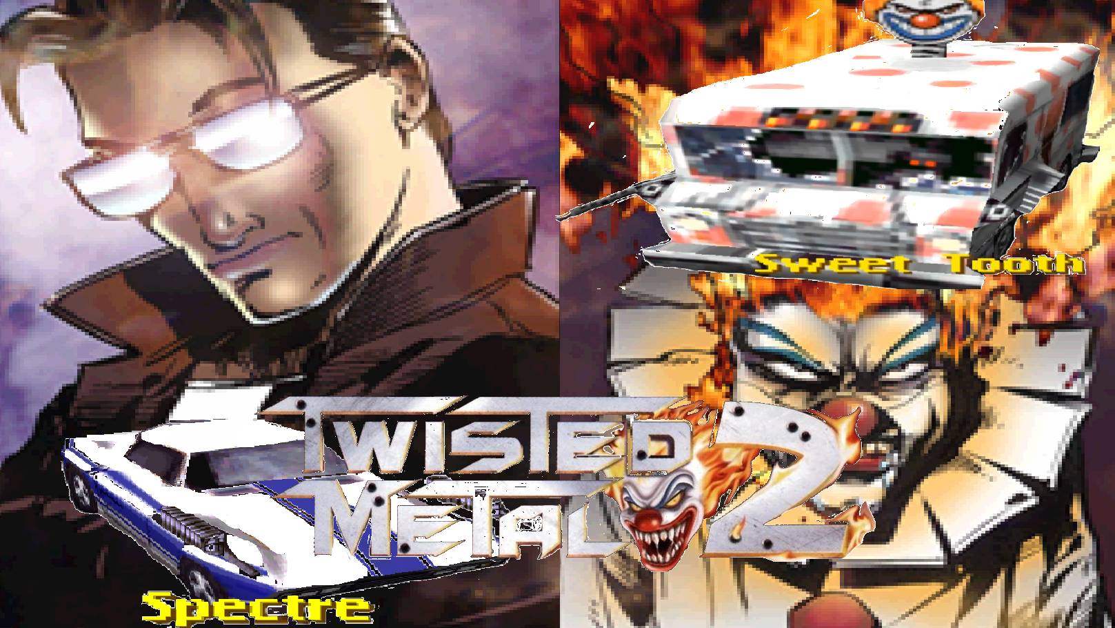 Twisted Metal 2 (PS1) Two Players Tournament: Spectre & Sweet Tooth