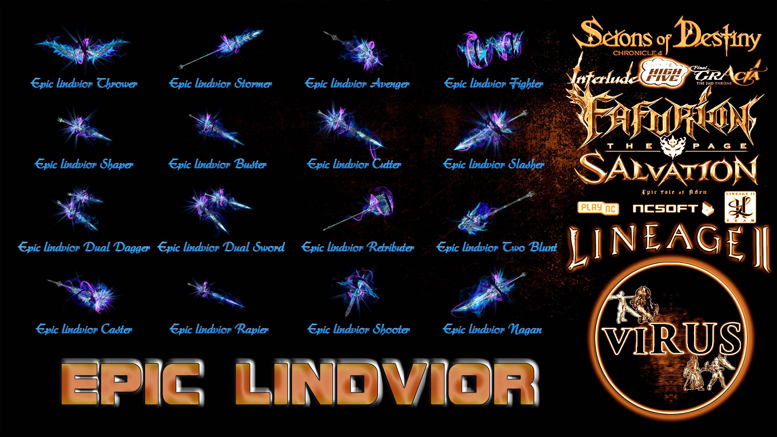 Full Set of Epic Lindvior Weapons. LINEAGE II. Any Chronicles ◄√i®uS►