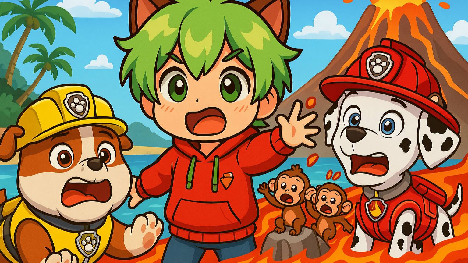 🔥ОСТОРОЖНО, ЛАВА! Щенячий патруль спасает обезьянок 🐵🌋 | Игровой мультик — 6 серия