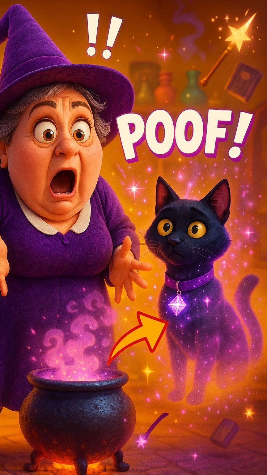 Смешной мультфильм про ведьму и кота | Волшебное зелье пошло не так | Детские мультики
