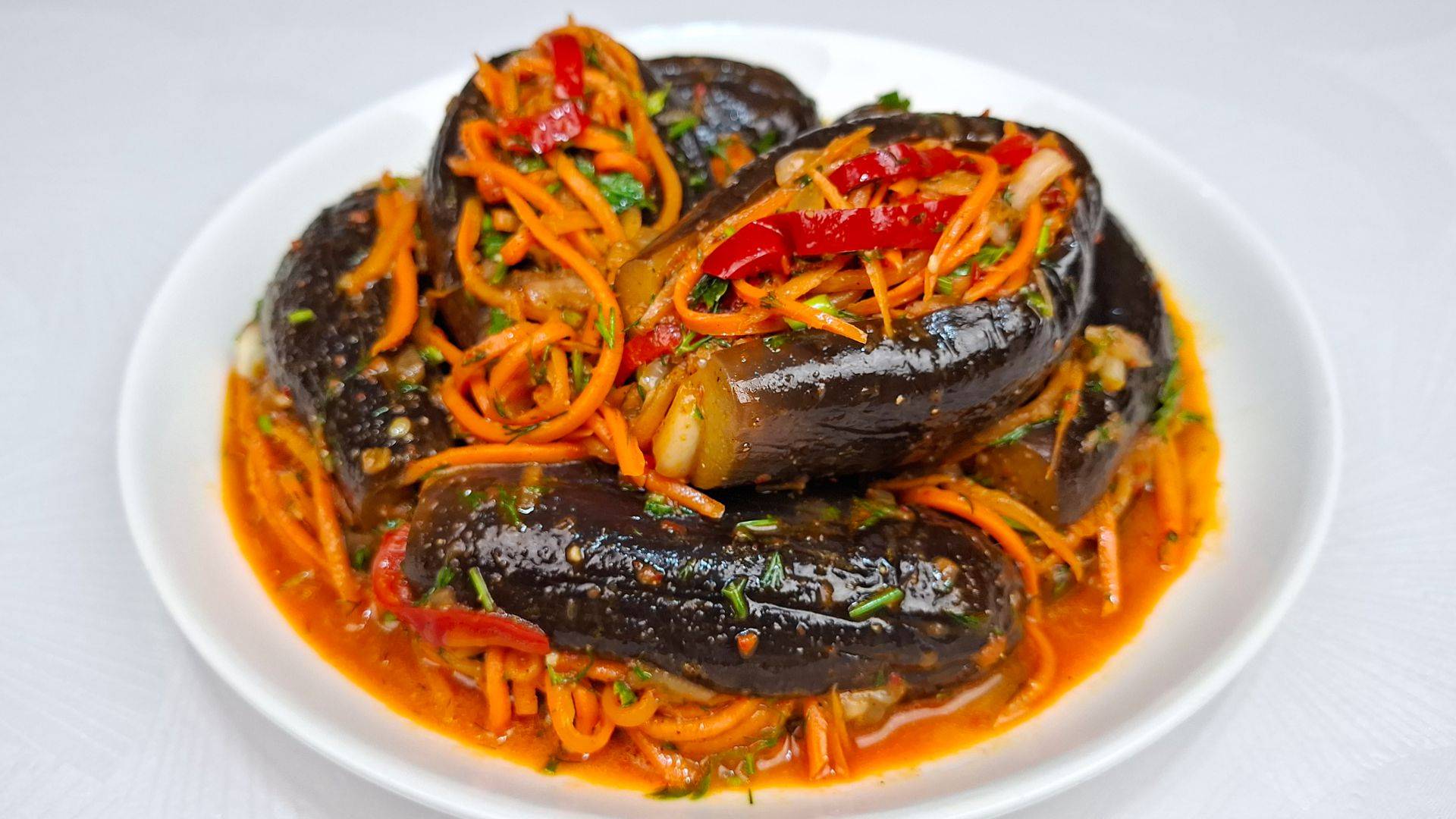 БАКЛАЖАНЫ ФАРШИРОВАННЫЕ МОРКОВЬЮ ПО-КОРЕЙСКИ! Простой рецепт вкусных баклажанов