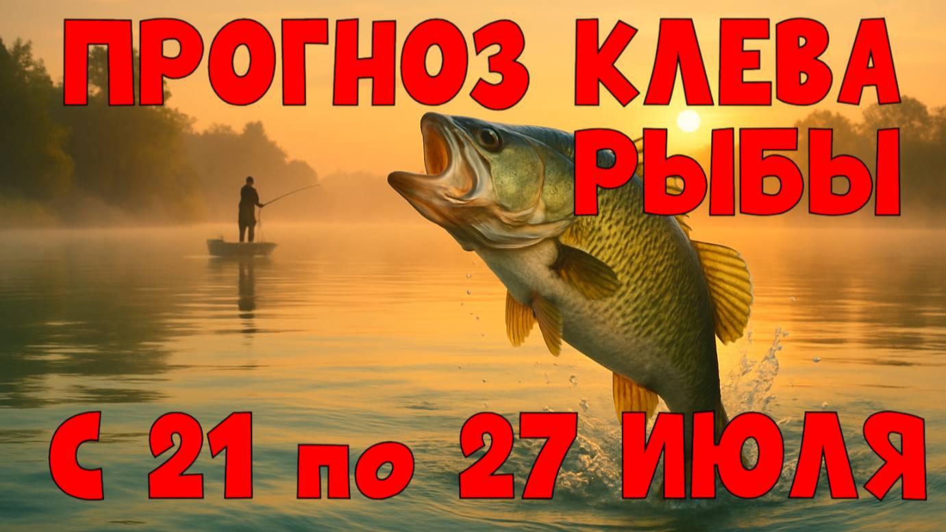 Прогноз клева рыбы с 21 по 27 июля 2025! Лунный календарь!