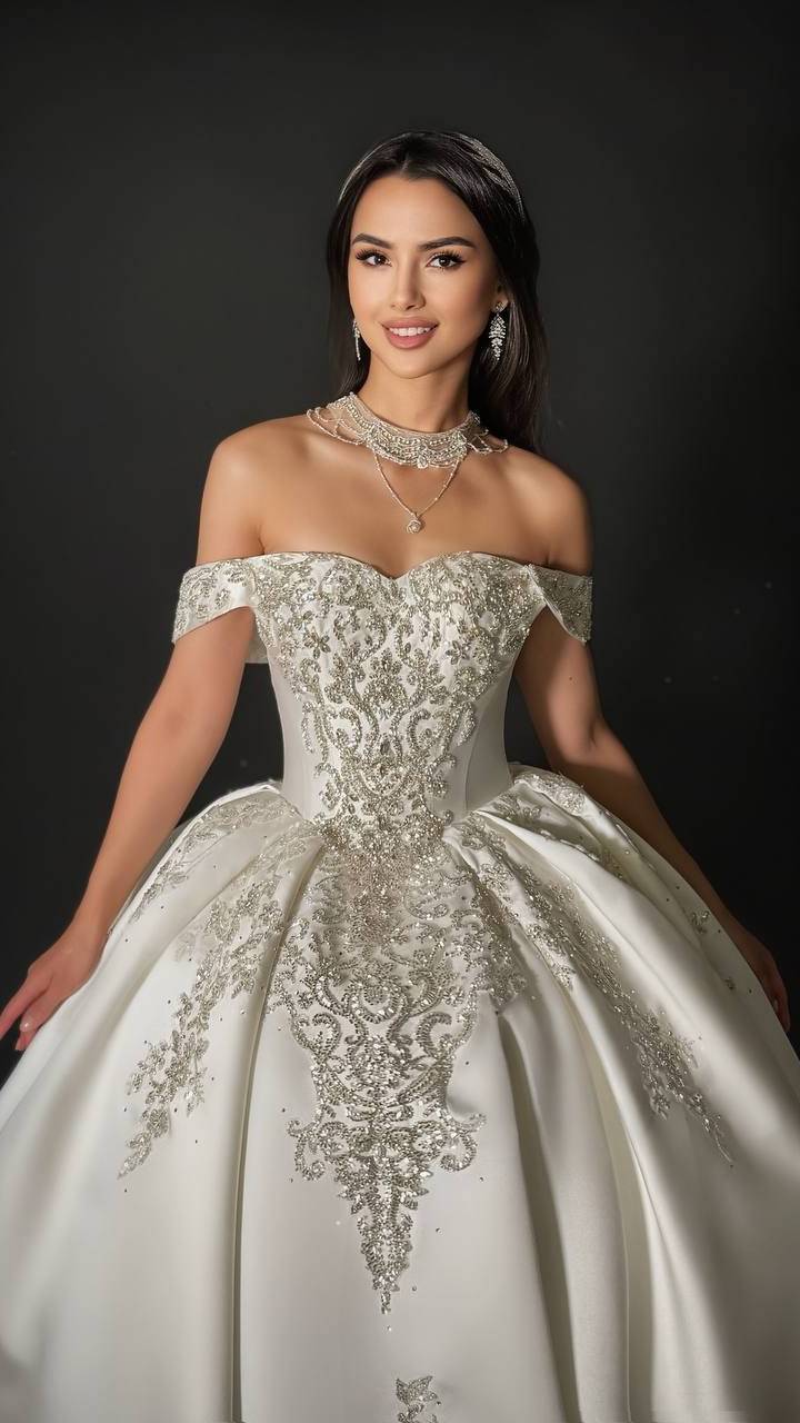 Сверкающее атласное пышное свадебное платье Малика. Арабская коллекция. #домневесты