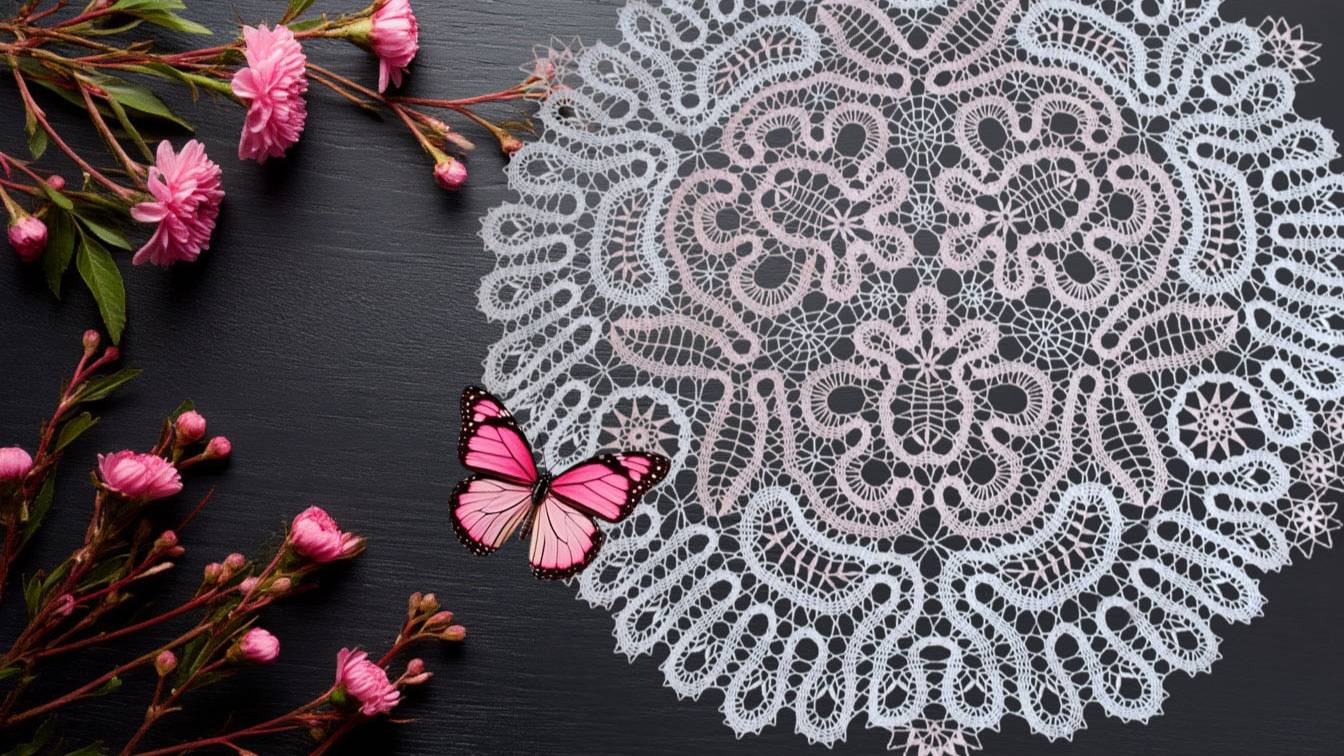 Брюггское кружево - двухцветная мини-скатерть. Часть 5