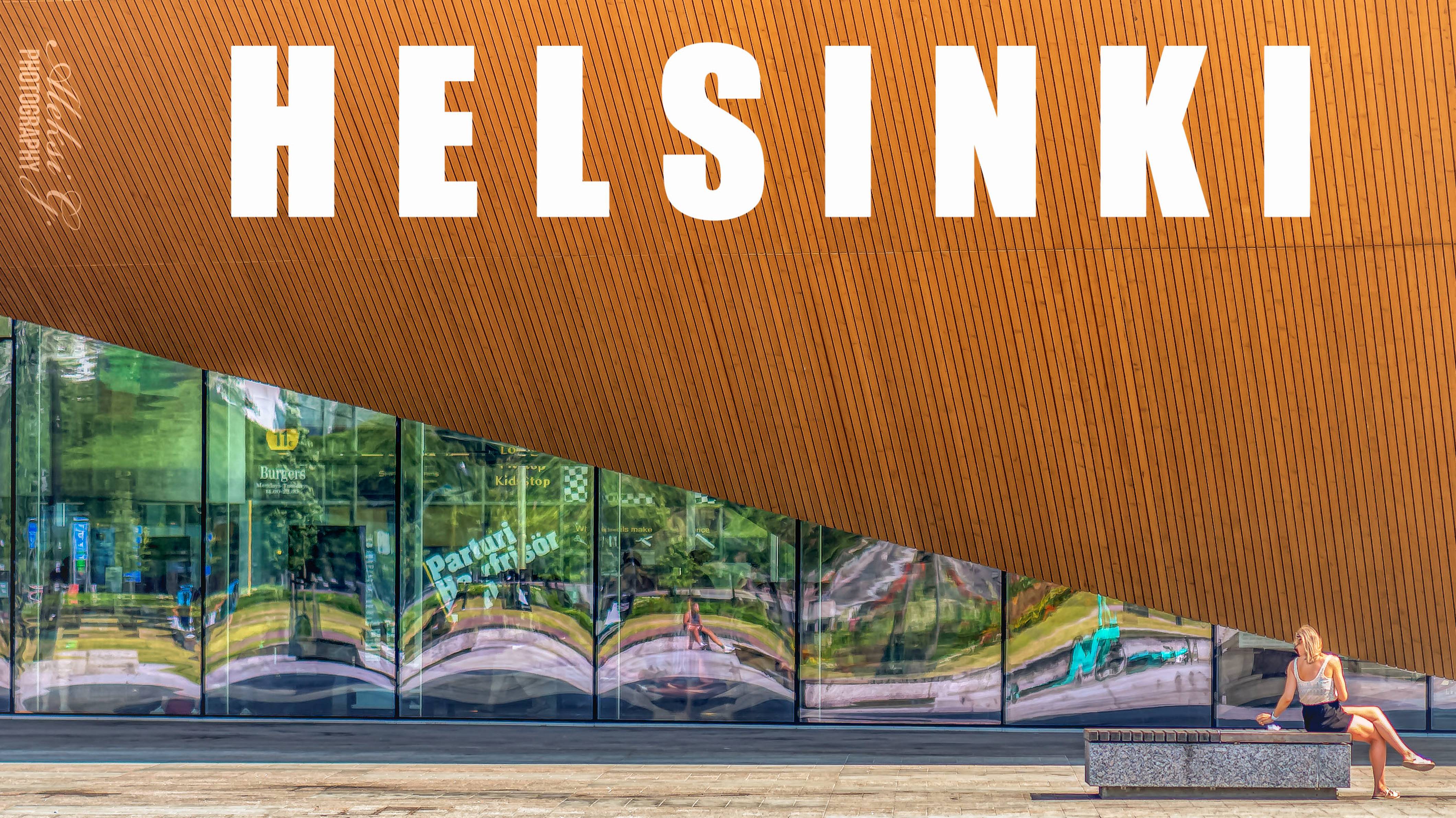 Хельсинки, центральная библиотека Oodi, панорамный вид с дрона на столицу Финляндии #хельсинки