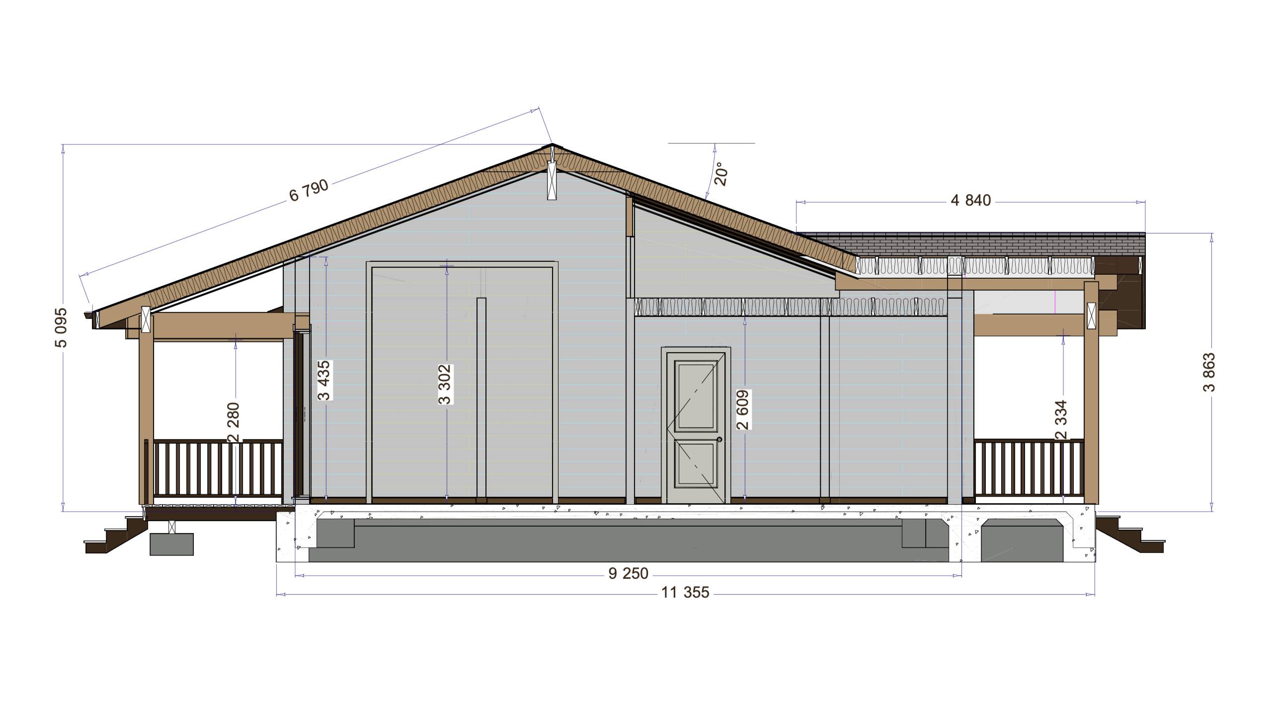 Кд209, проект одноэтажного дома из клееного бруса Кд209 v2