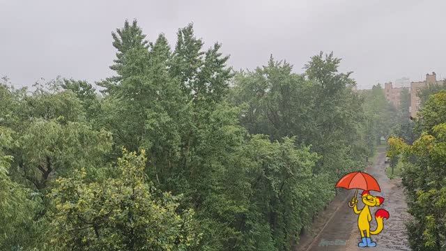 Сильный дождь в Москве. Опять заливает. Холод. Июль 2025