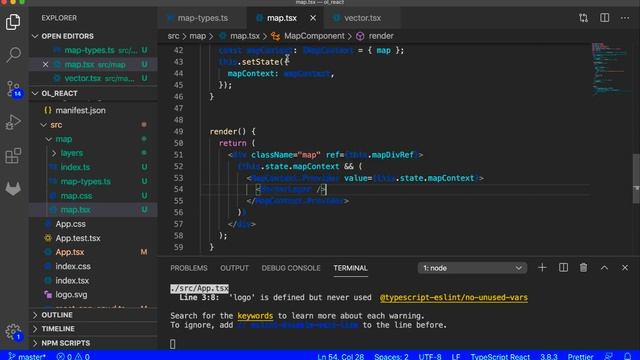 01. React + OpenLayers. TypeScript. Map, VectorLayer