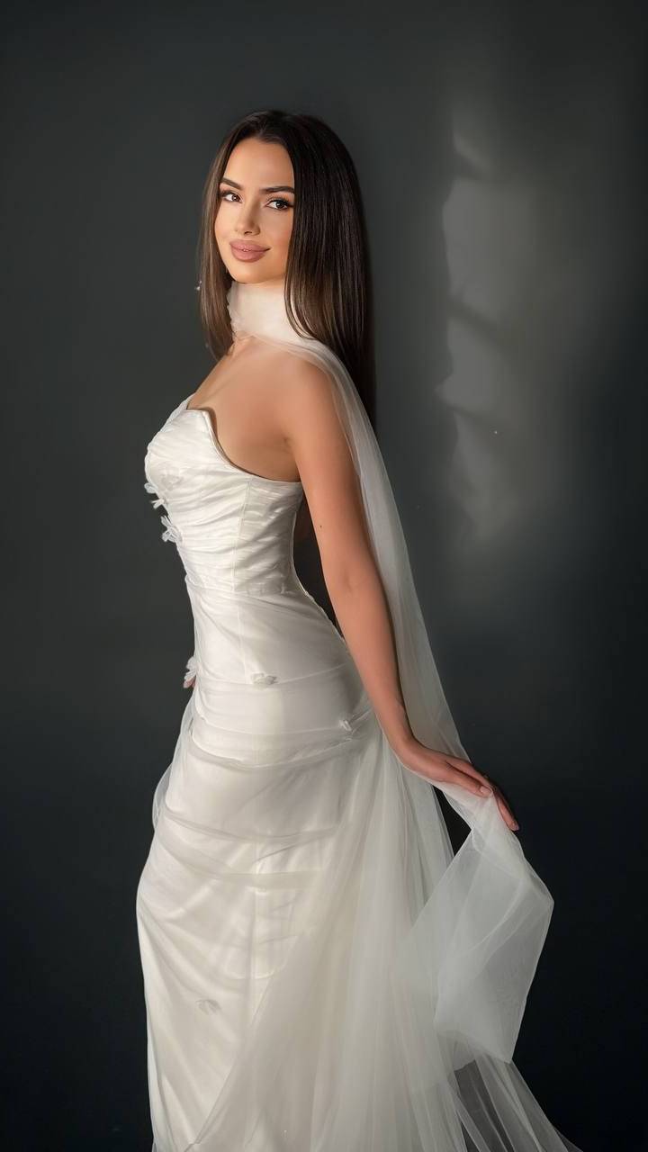 Фатиновое свадебное платье русалочка с открытыми плечами Адела #домневесты