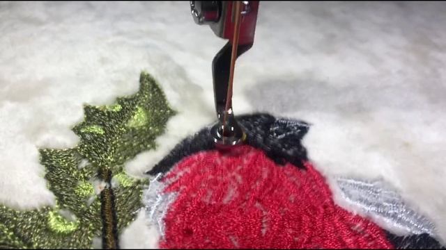 Снегирь для мега-пледа, машинная вышивка, асмр, Janome MC500