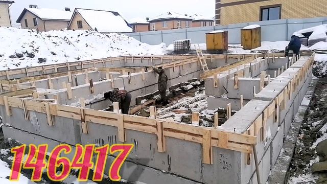 ФУНДАМЕНТ ИЗ БЛОКОВ, зимой 2021 2ая часть