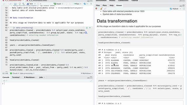 04. R + GIS. R Markdown. Documents, Presentations. US Elections