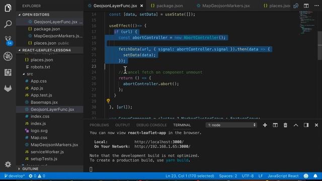 04. React + Leaflet. Functional Components. MarkerCluster