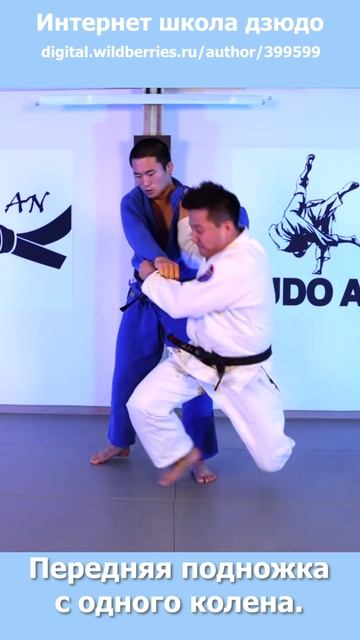 Итернет школа дзюдо. Передняя подножка с одного колена.
