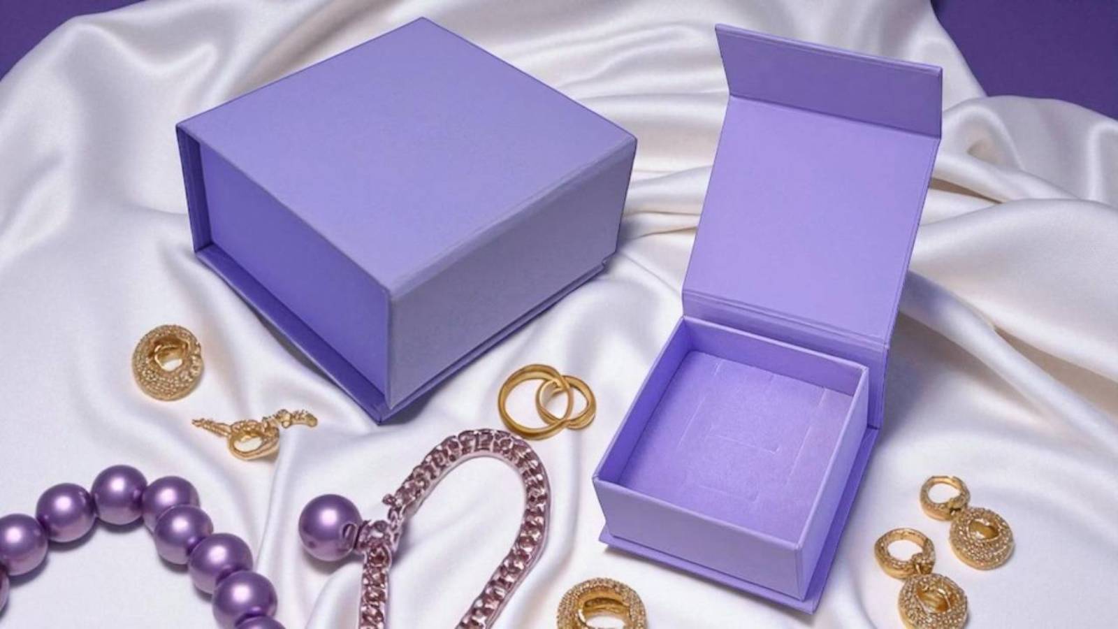 Упаковка на магните ювелирная универсальная Размер: 6.4 х 6.2 х 3.5 (Лавандовый)