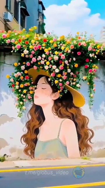 Япония. "Кавай" - новый тренд уличных фресок с цветами.