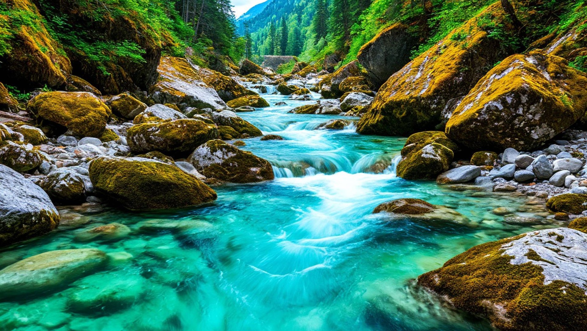 Звуки природы. Журчание воды, пение птиц, шум горного водопада реки.