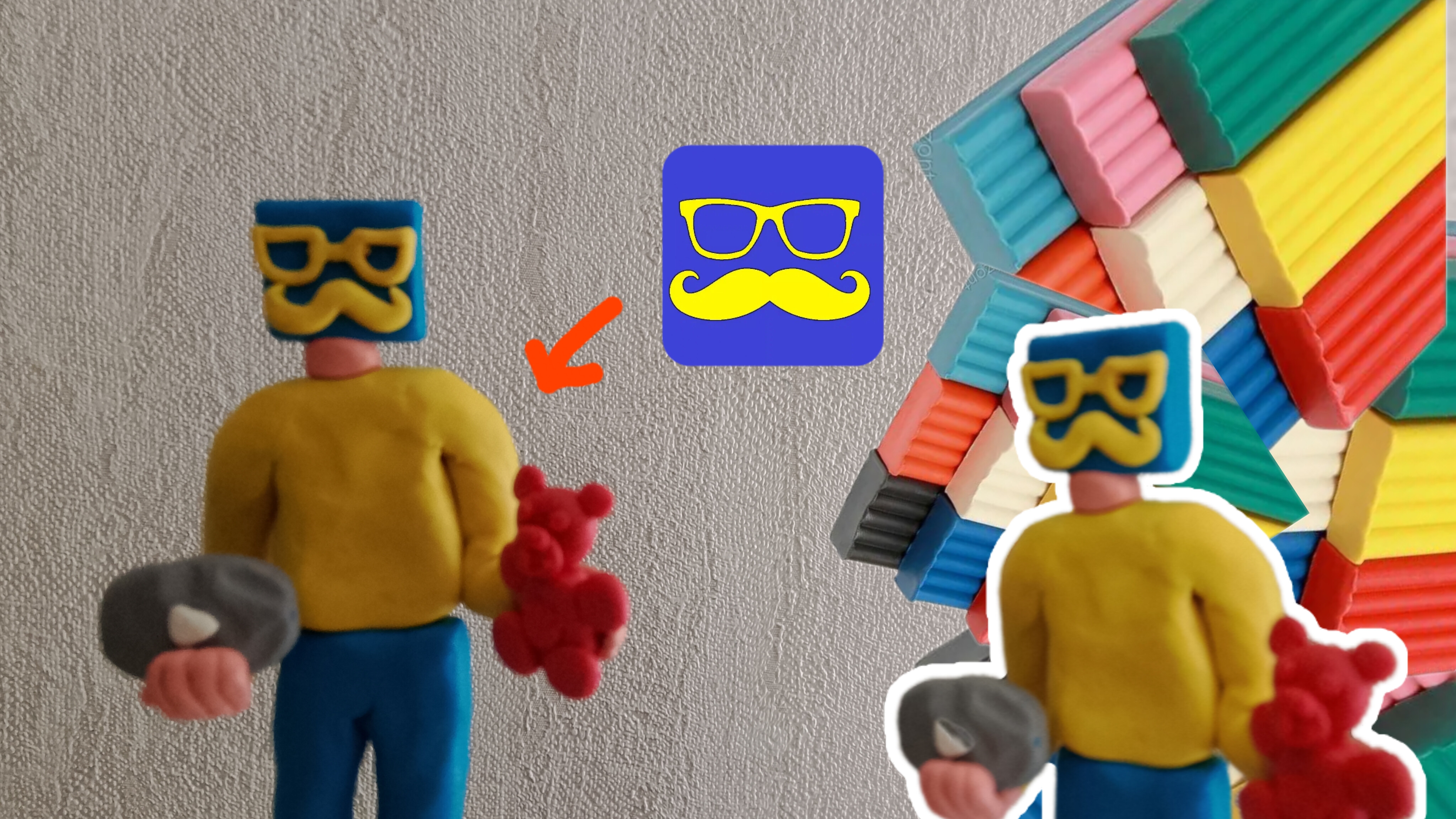 Лепка Паши познавателя из канала познаватель, желейный медведь Валера./лепка ютуберов.