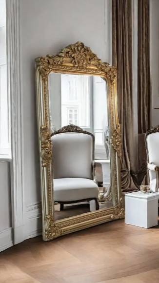 Зеркало в золотой резной раме в полный рост Чикаго